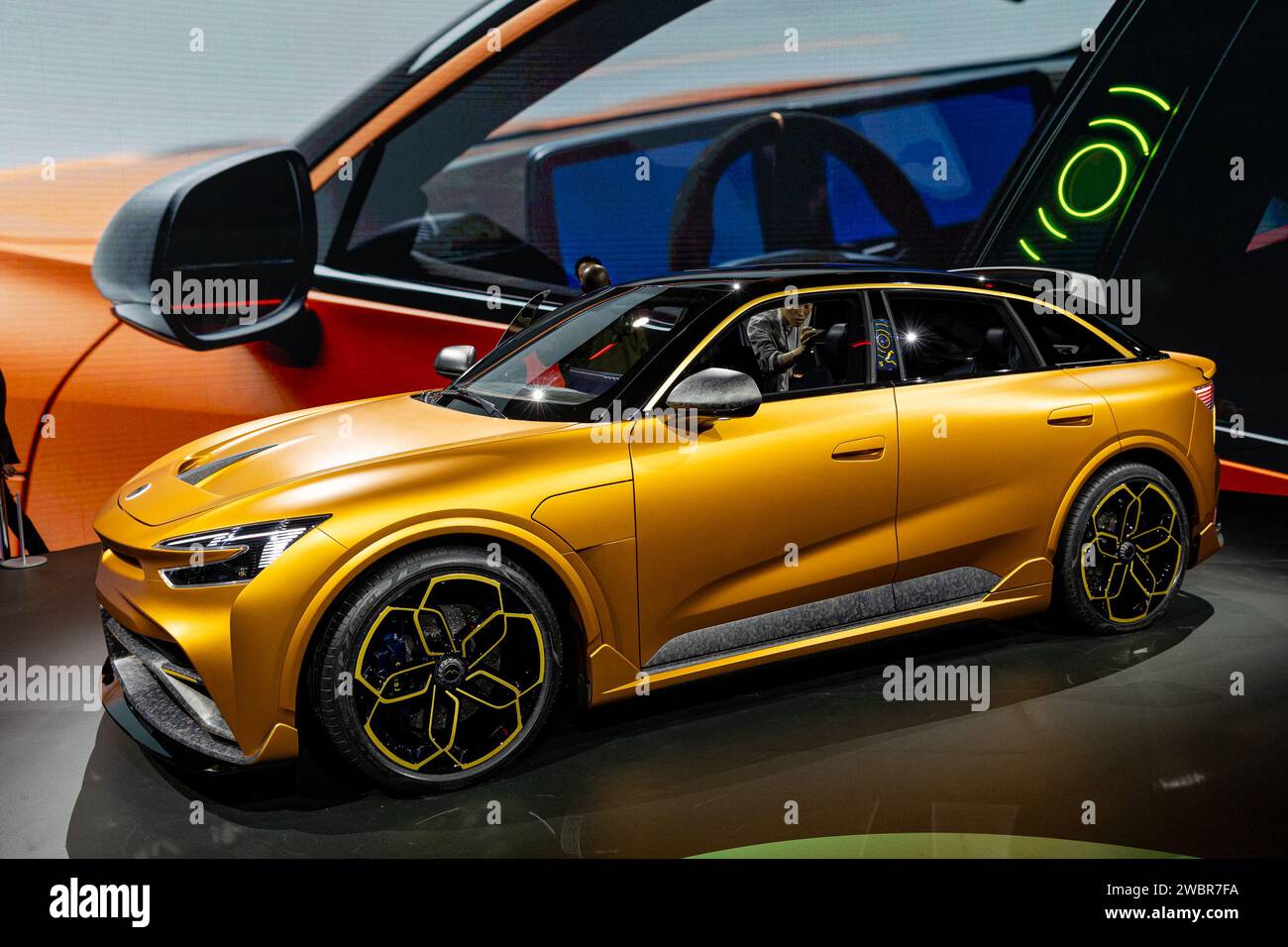 Las Vegas, USA. 11th Jan, 2024. The Five RS electric car by Mullen is ...