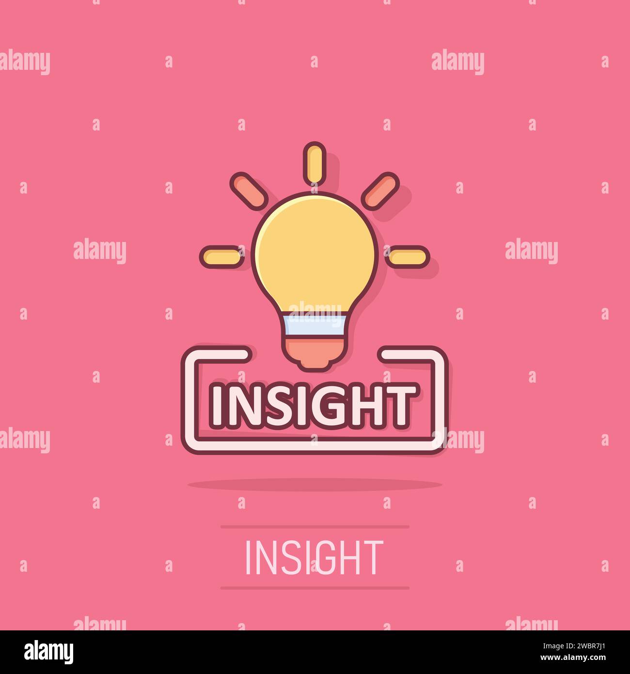 Insight icon in comic style. Bulb vector cartoon illustration on white ...
