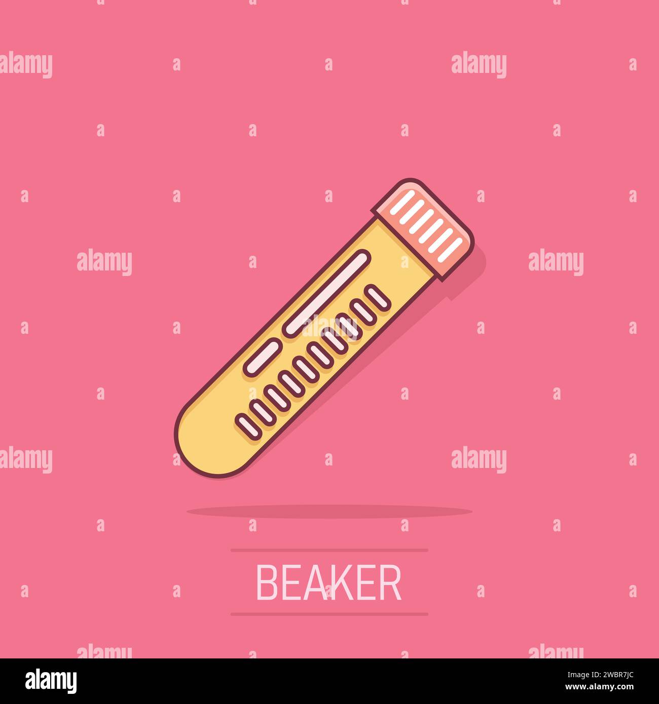Chemistry beakers sign icon in comic style. Flask test tube vector ...