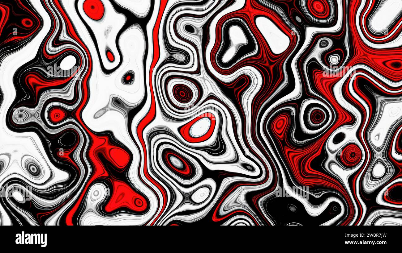 Abstract Psychedelic Black and Red, Liquid Gradient Color Shapes ...