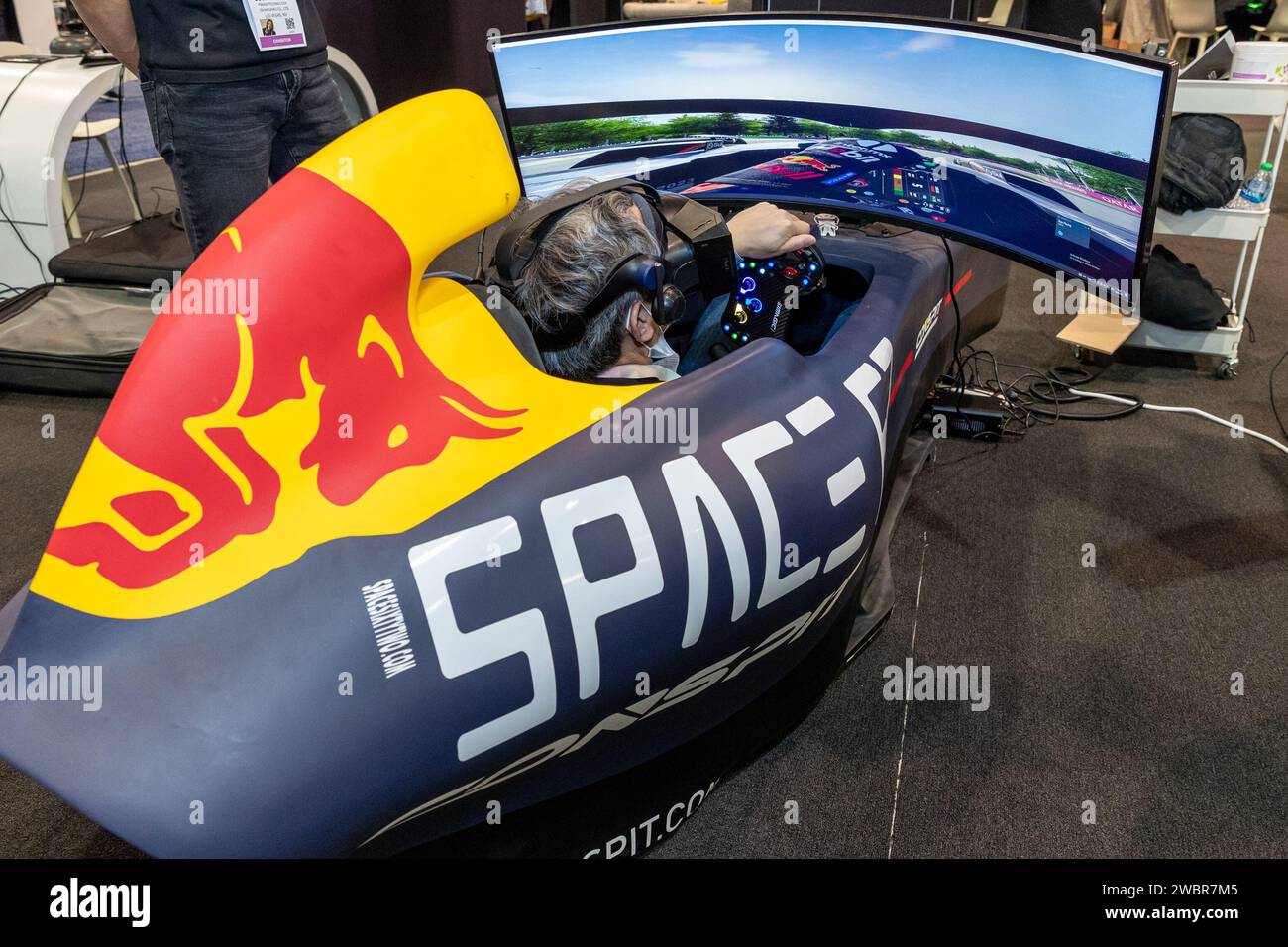Las Vegas, USA. 11th Jan, 2024. The Pimax Crystal-sim Racing simulator ...
