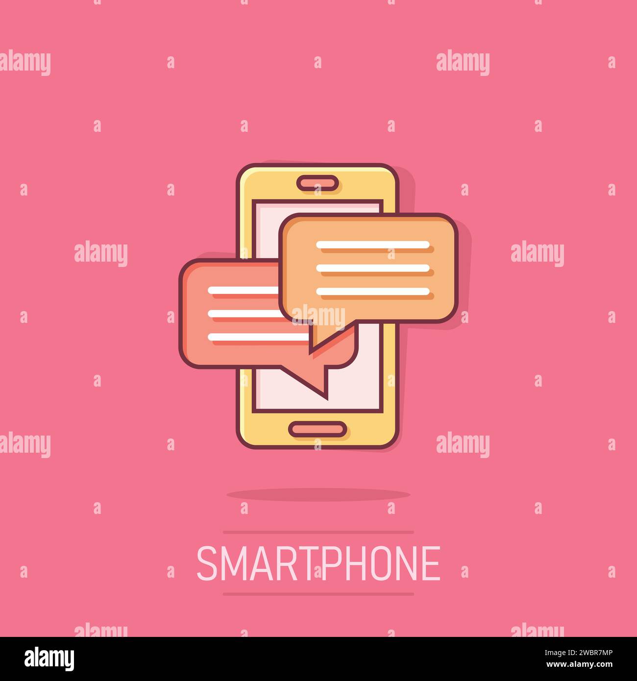 Mobile phone chat sign icon in comic style. Message notifications ...