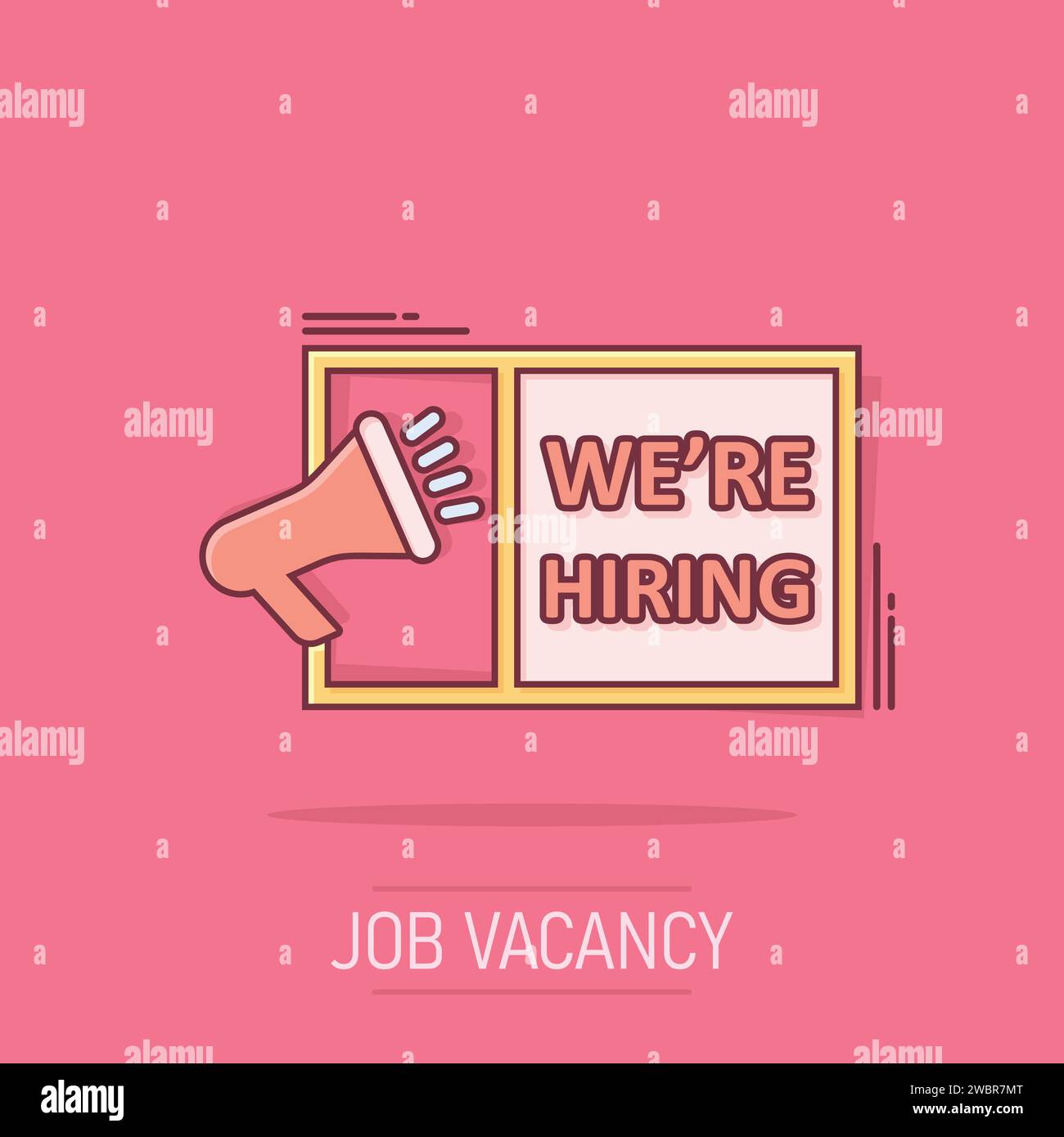 We're hiring icon in comic style. Job vacancy search vector cartoon ...