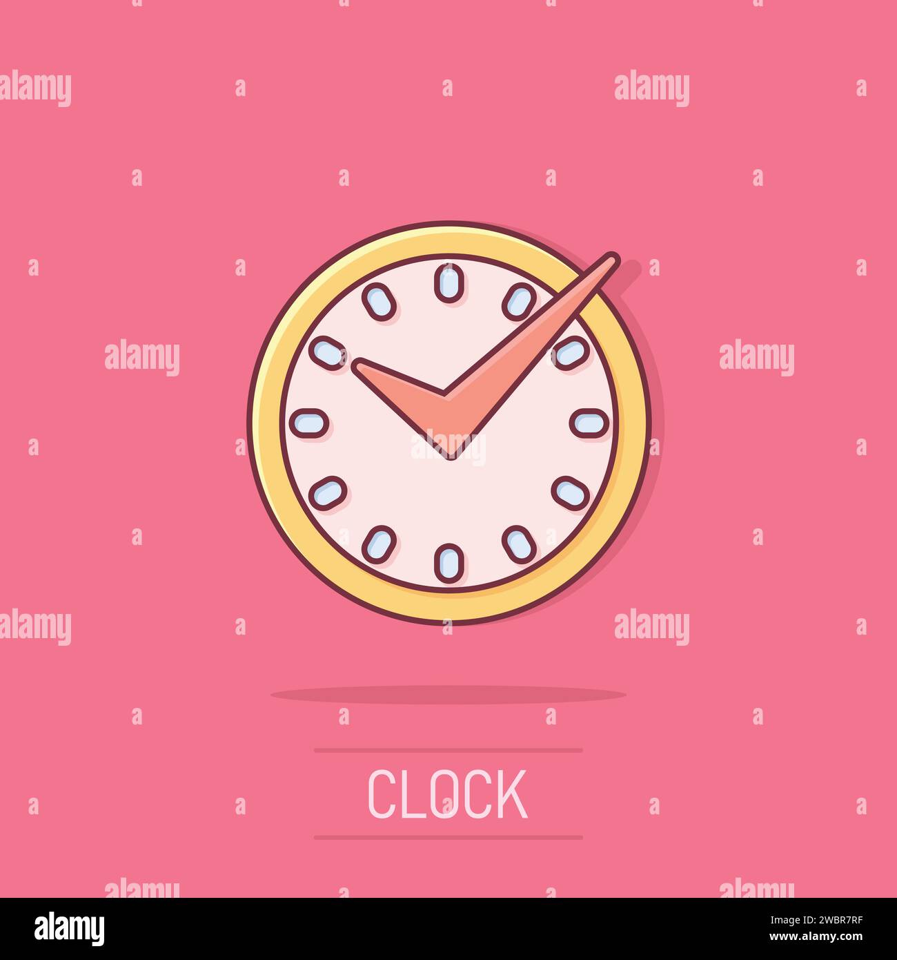 Real time icon in comic style. Clock vector cartoon illustration on ...