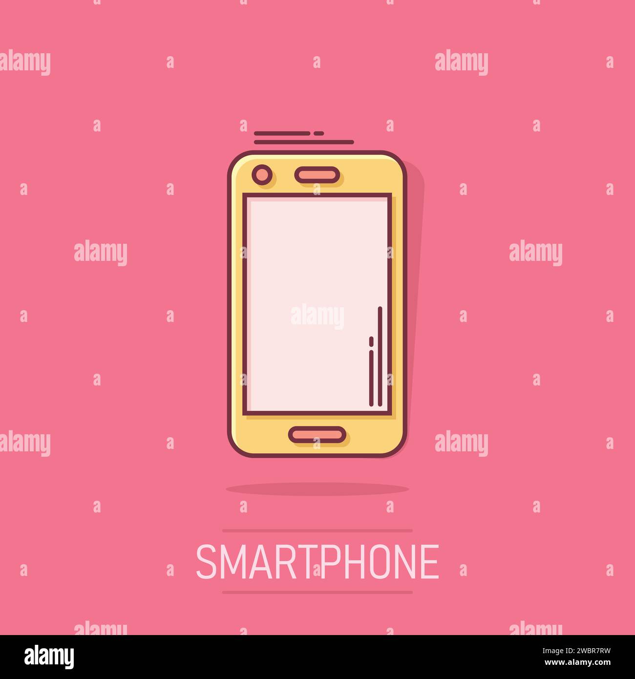 Phone device sign icon in comic style. Smartphone vector cartoon ...