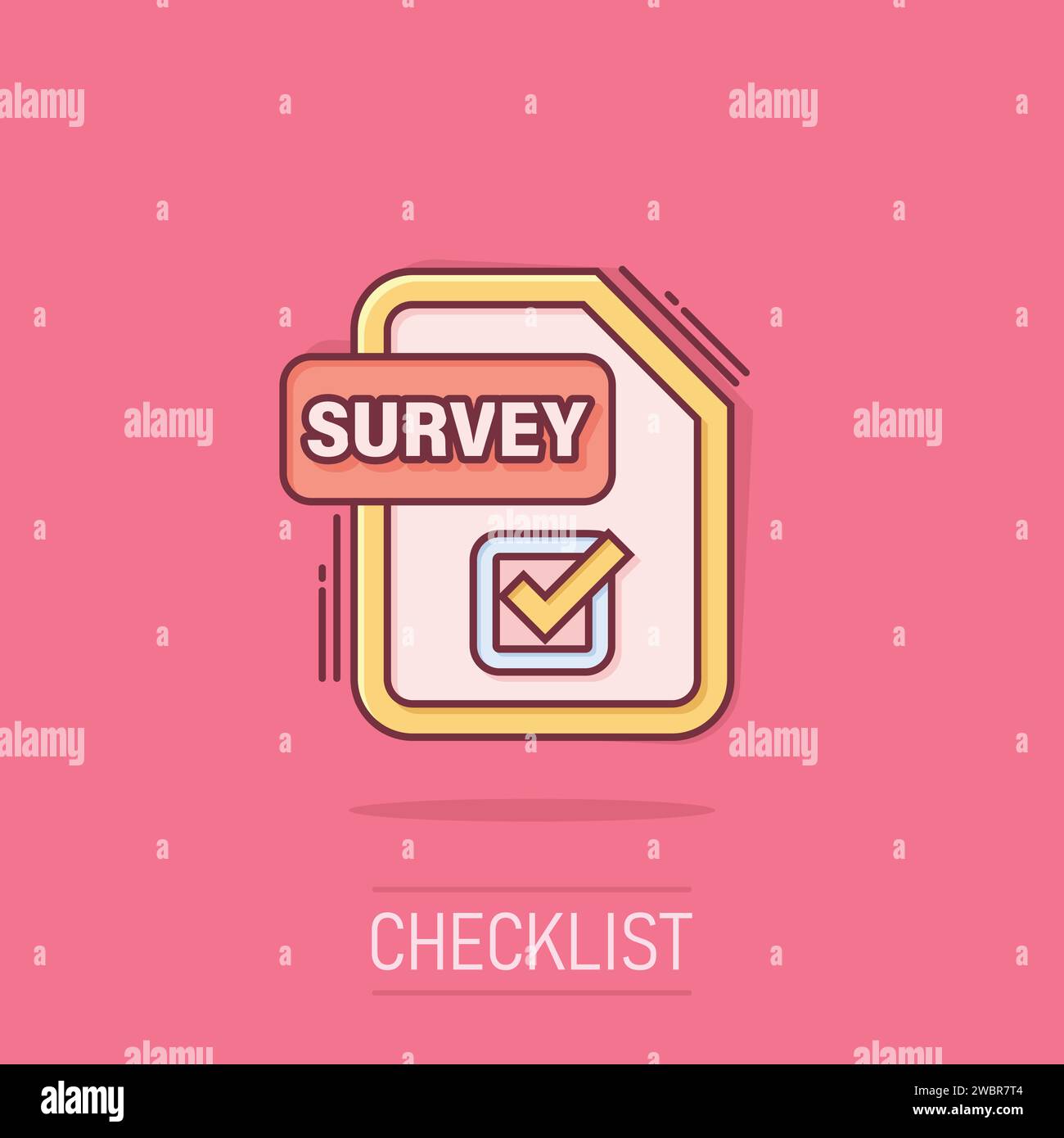 Checklist document sign icon in comic style. Survey vector cartoon ...