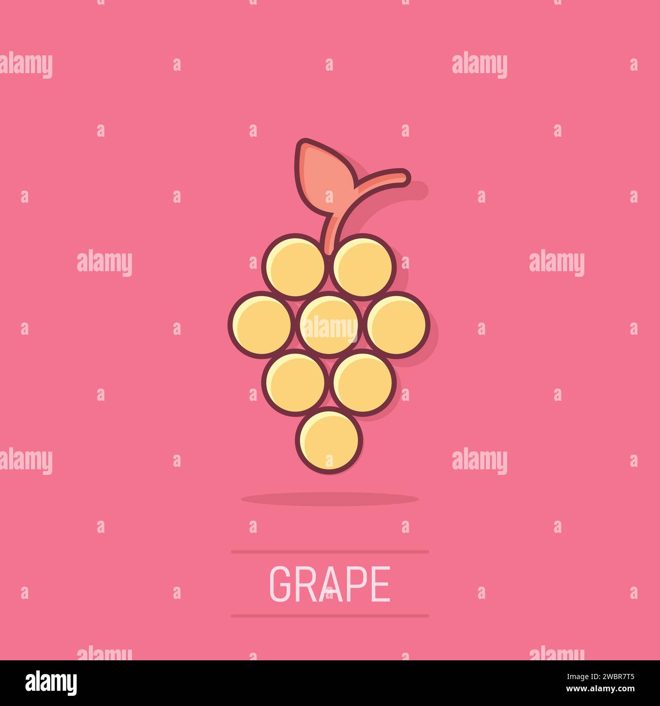 Grape fruits sign icon in comic style. Grapevine vector cartoon ...