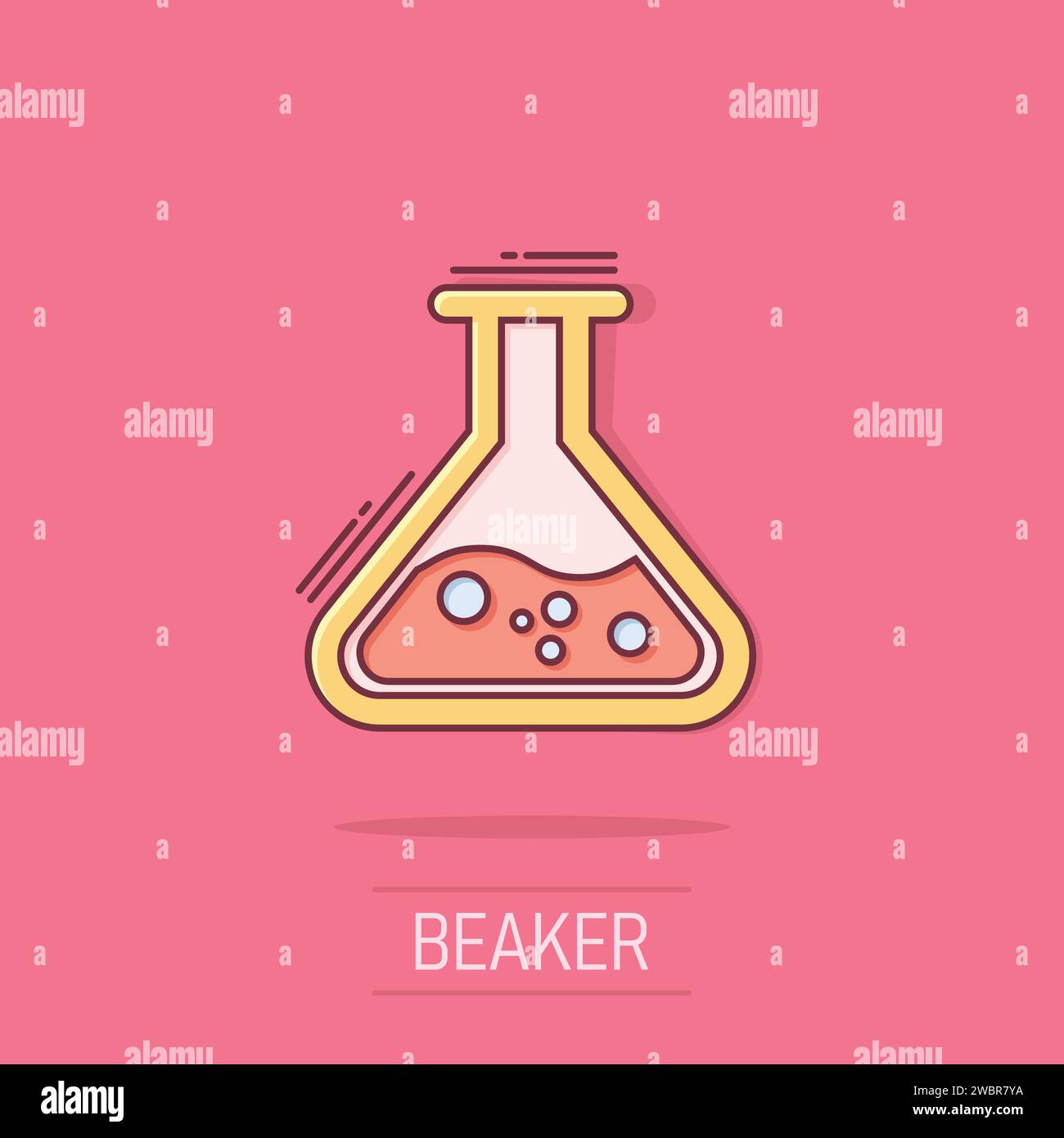 Chemistry beakers sign icon in comic style. Flask test tube vector ...