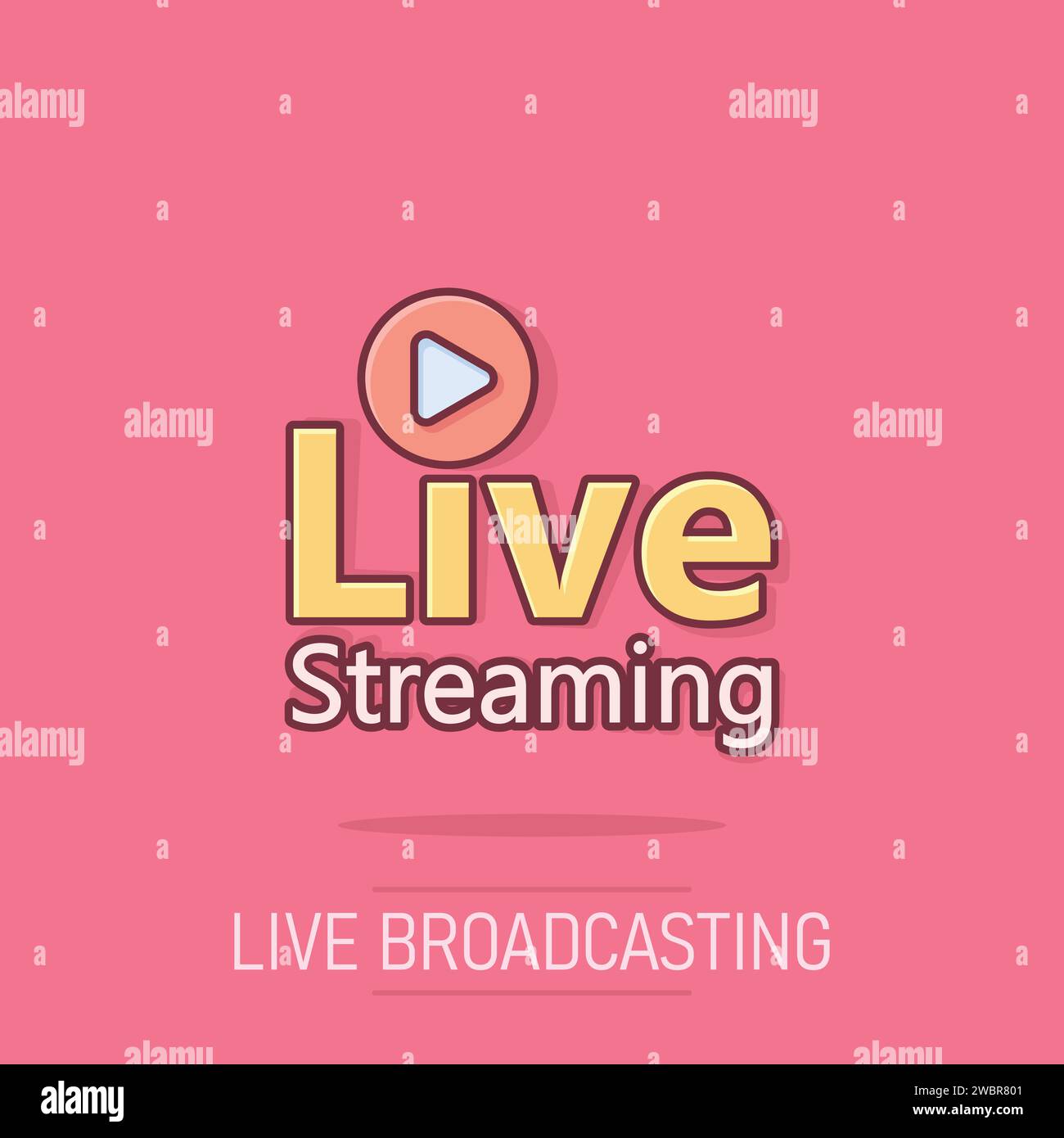Live video icon in comic style. Streaming tv vector cartoon ...