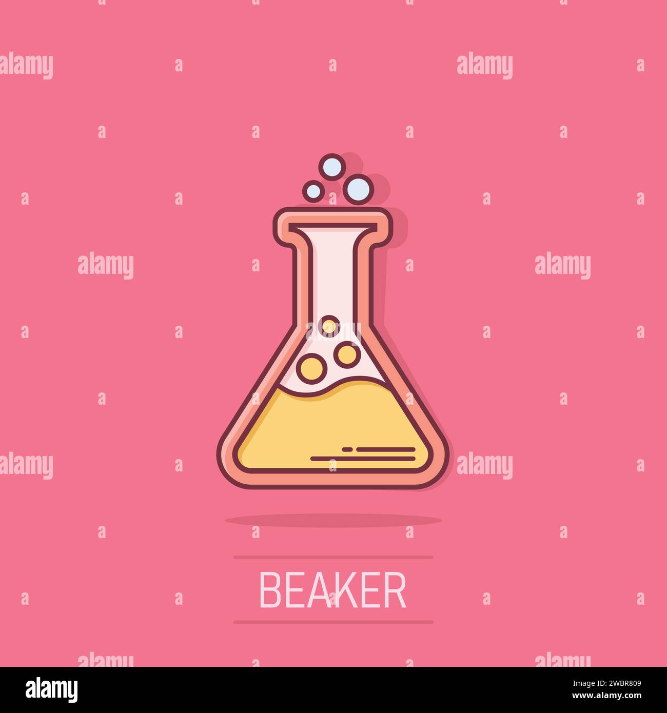 Chemistry beakers sign icon in comic style. Flask test tube vector ...