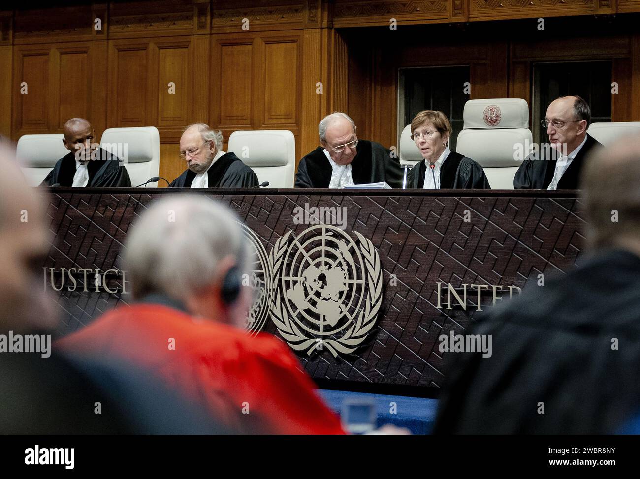 THE HAGUE - The judges led by President Donoghue (2nd R) in the ...