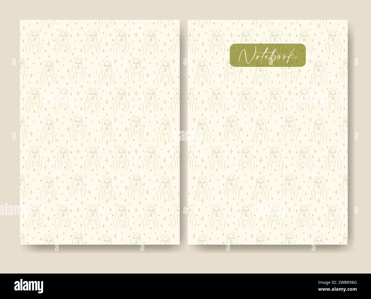 Cover page design for notebook in minimalist style. Witchy elements ...