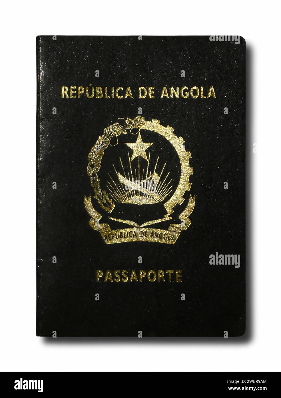Close-up on an Angolan passport isolated on a white background Stock ...