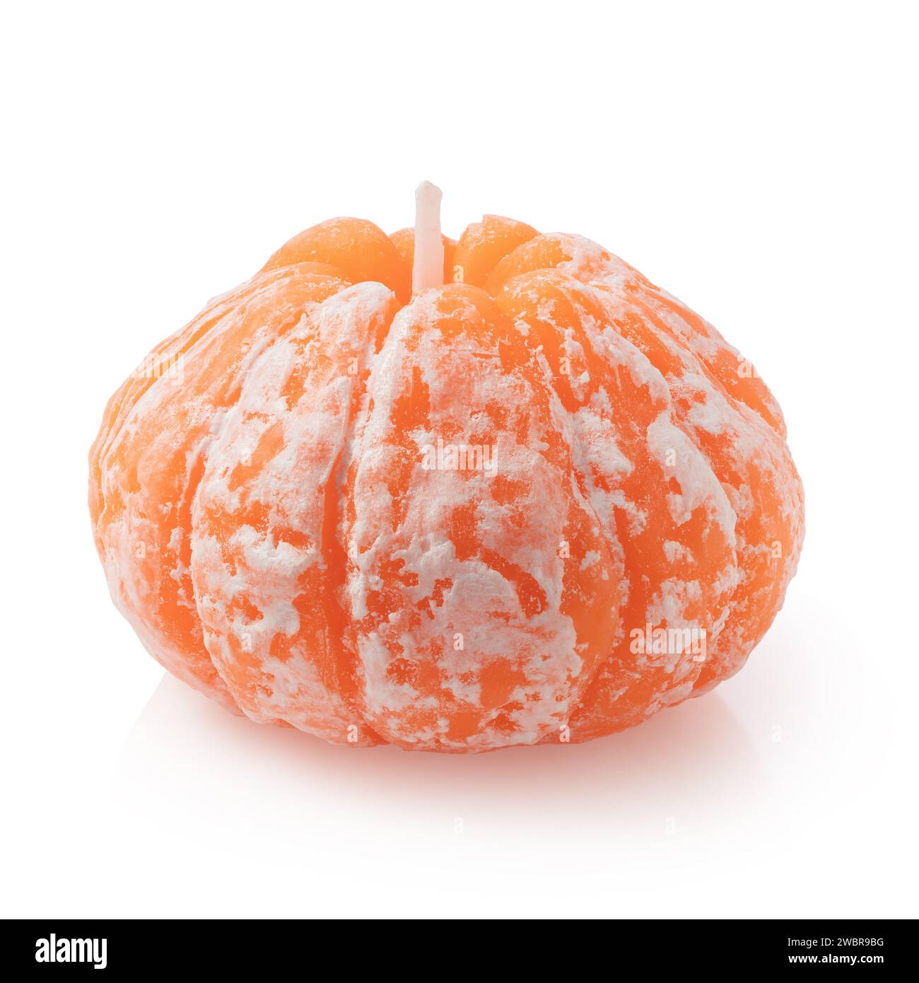 Life size tangerine shaped candle isolated on white background Stock ...