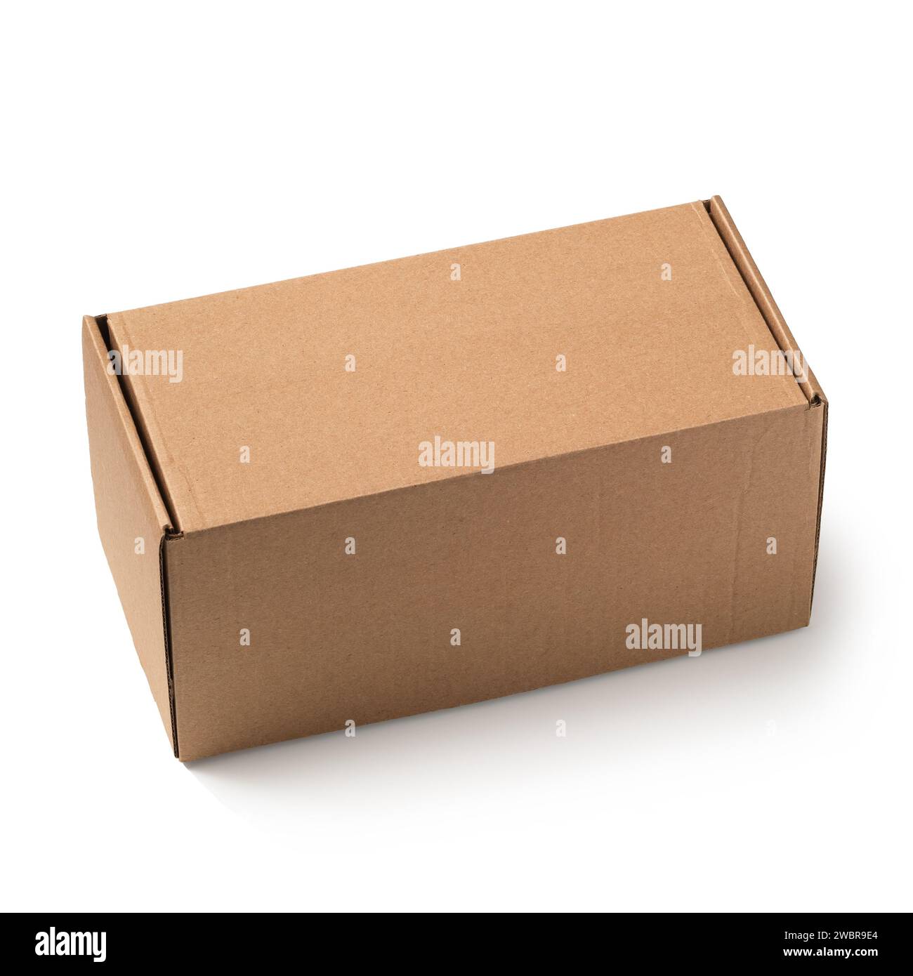 Closed rectangular shaped cardboard box isolated on white background ...