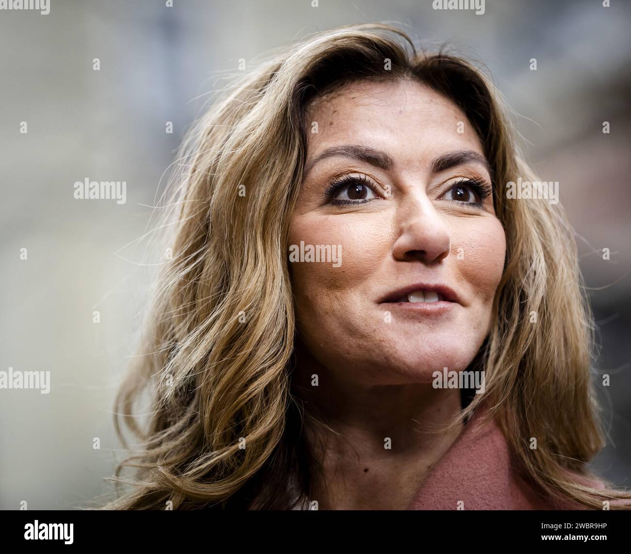 THE HAGUE - Dilan Yesilgoz, outgoing Minister of Justice and Security, speaks to the press in ...