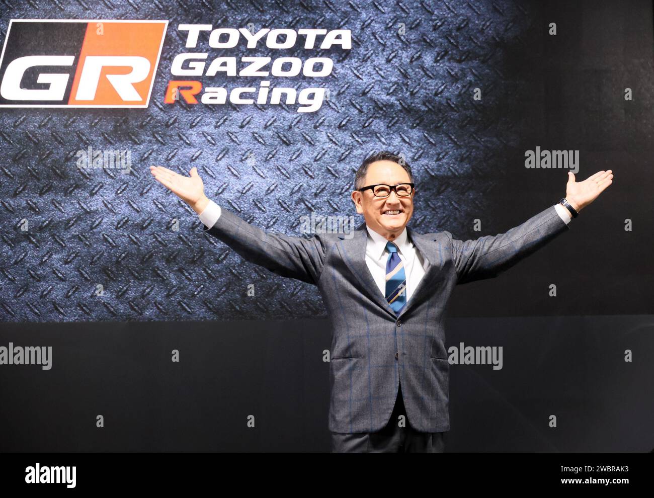 Chiba, Japan. 12th Jan, 2024. Japan's automobile giant Toyota Motor chairman Akio Toyoda ...