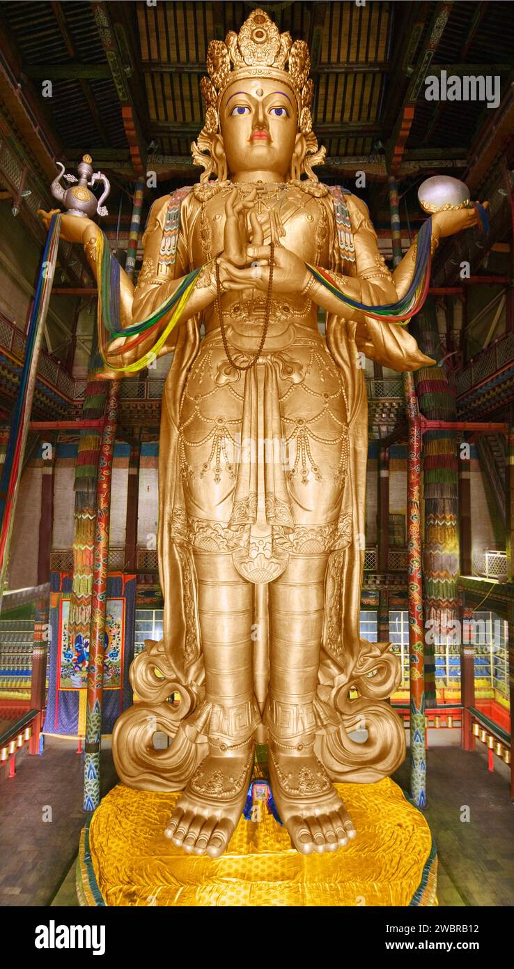 Giant Buddha, Gandan Monastery, Ulaanbaatar, Mongolia Stock Photo - Alamy