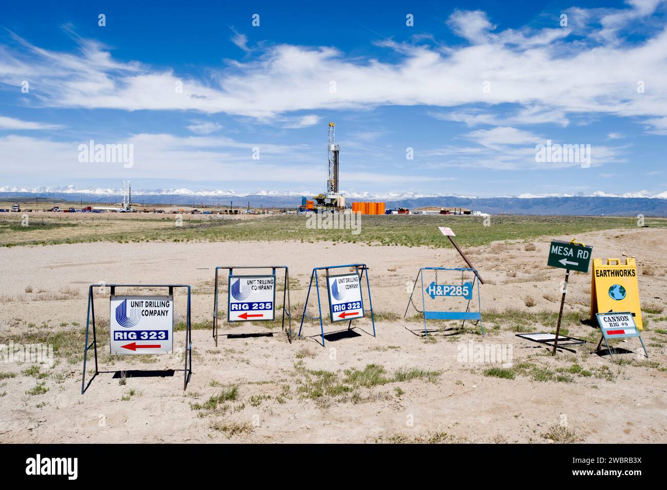 Drill rig signs, Pinedale, WY Stock Photo - Alamy