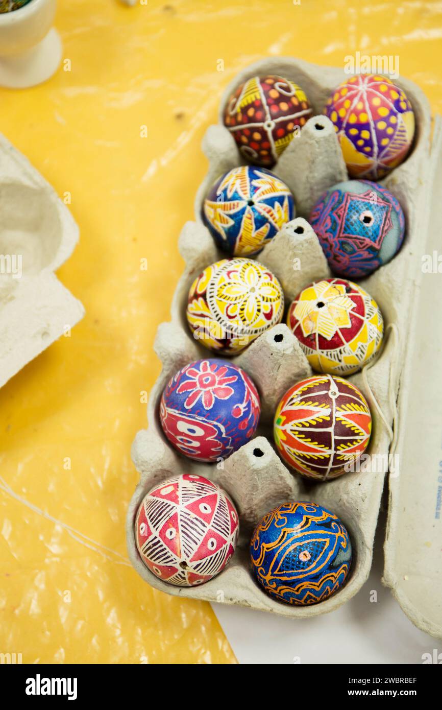 Easter eggs are painted according to the ancient Ukrainian tradition ...