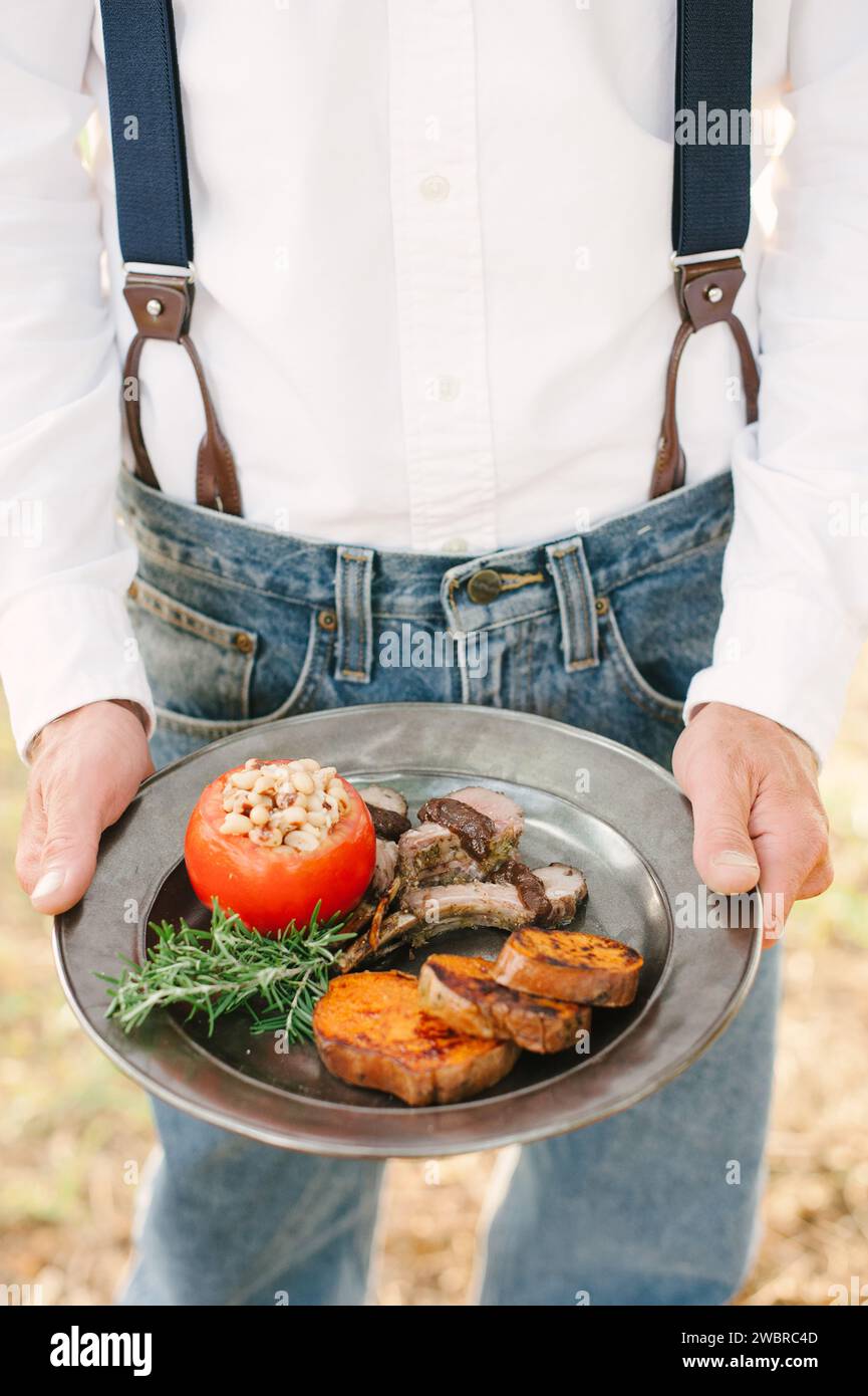 Colorful Farm to Table Meal in Rural Country Stock Photo - Alamy