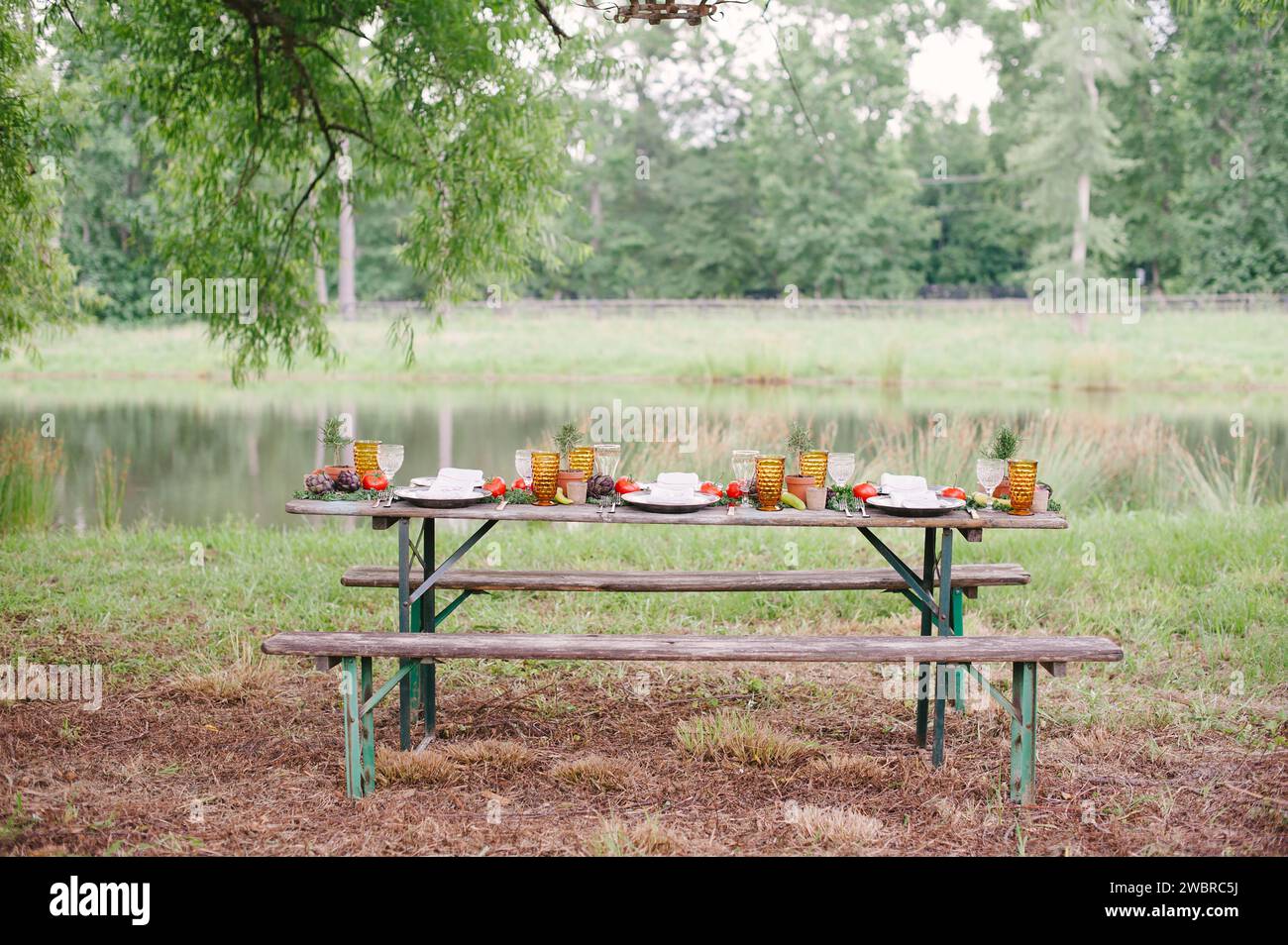 Charming Farm to Table Meal at Farm Pond Stock Photo - Alamy