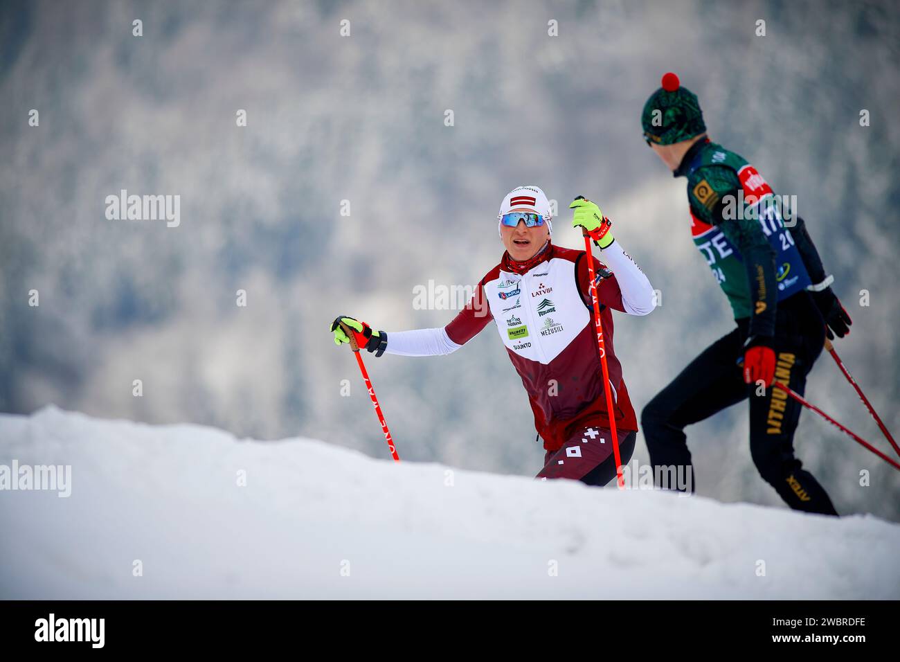 RUHPOLDING, GERMANY - 12 JANUARY, 2024: Morning practice. Ruhpolding ...