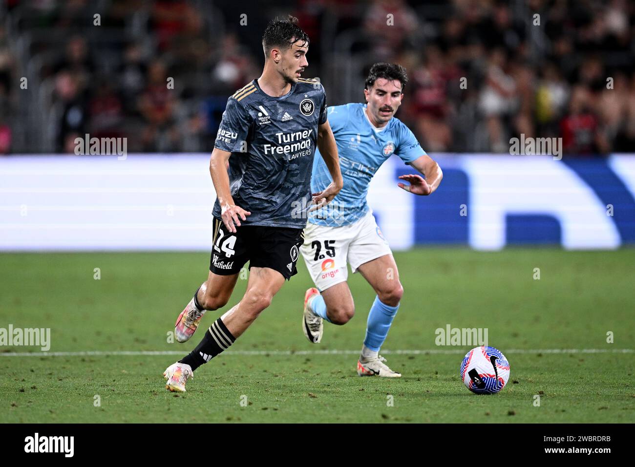 Sydney, Australia. 12th Jan, 2024. Nicolas Milanovic of the Wanderers ...