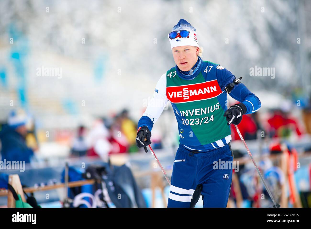 RUHPOLDING, GERMANY - 12 JANUARY, 2024: Otto Invenius, Morning practice ...