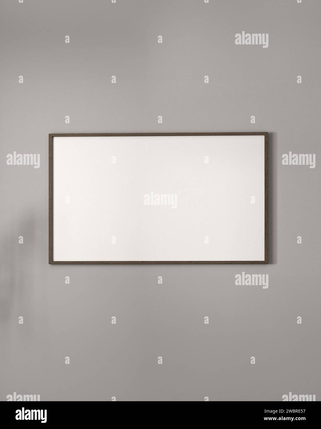 Minimalist white canvas framed in wood on a clean wall, perfect for ...