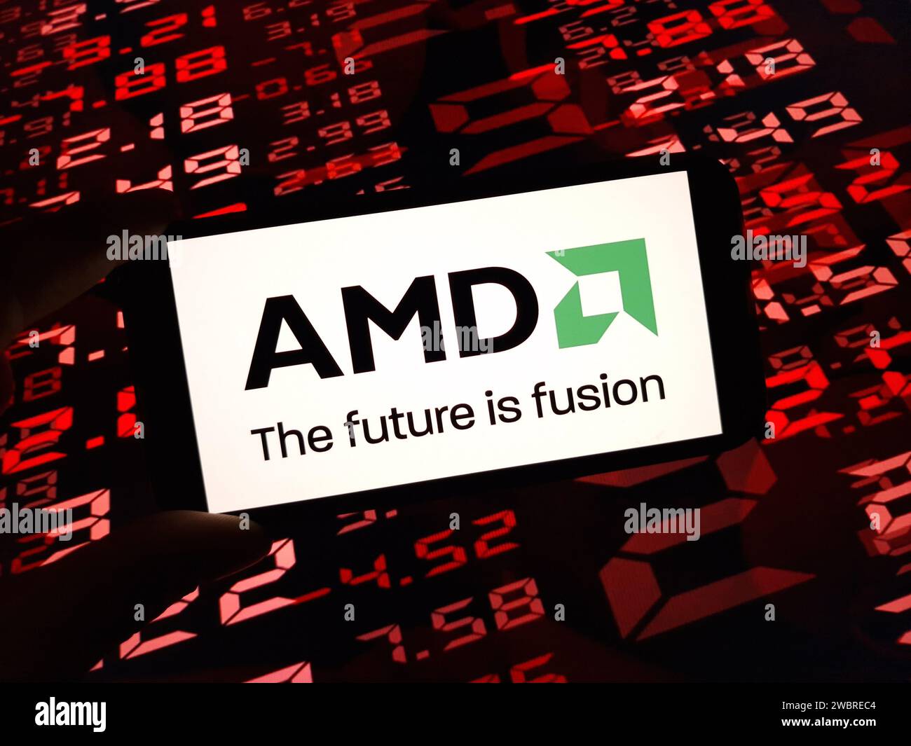 Konskie, Poland - January 04, 2024: AMD Advanced Micro Devices company ...