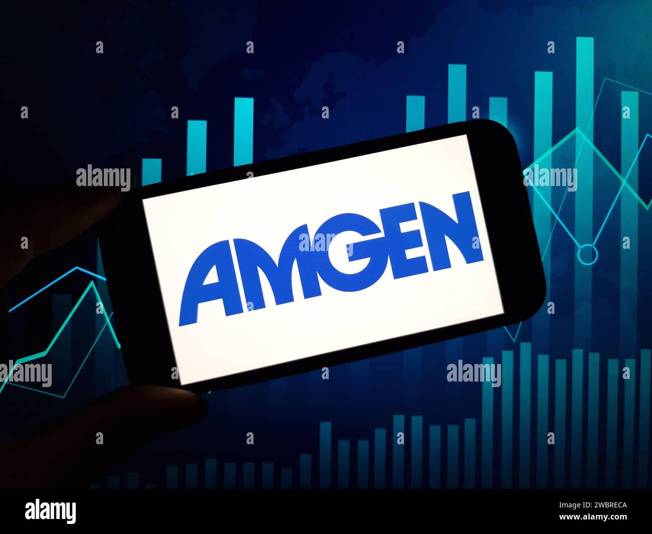 Konskie, Poland - January 04, 2024: Amgen company logo displayed on ...