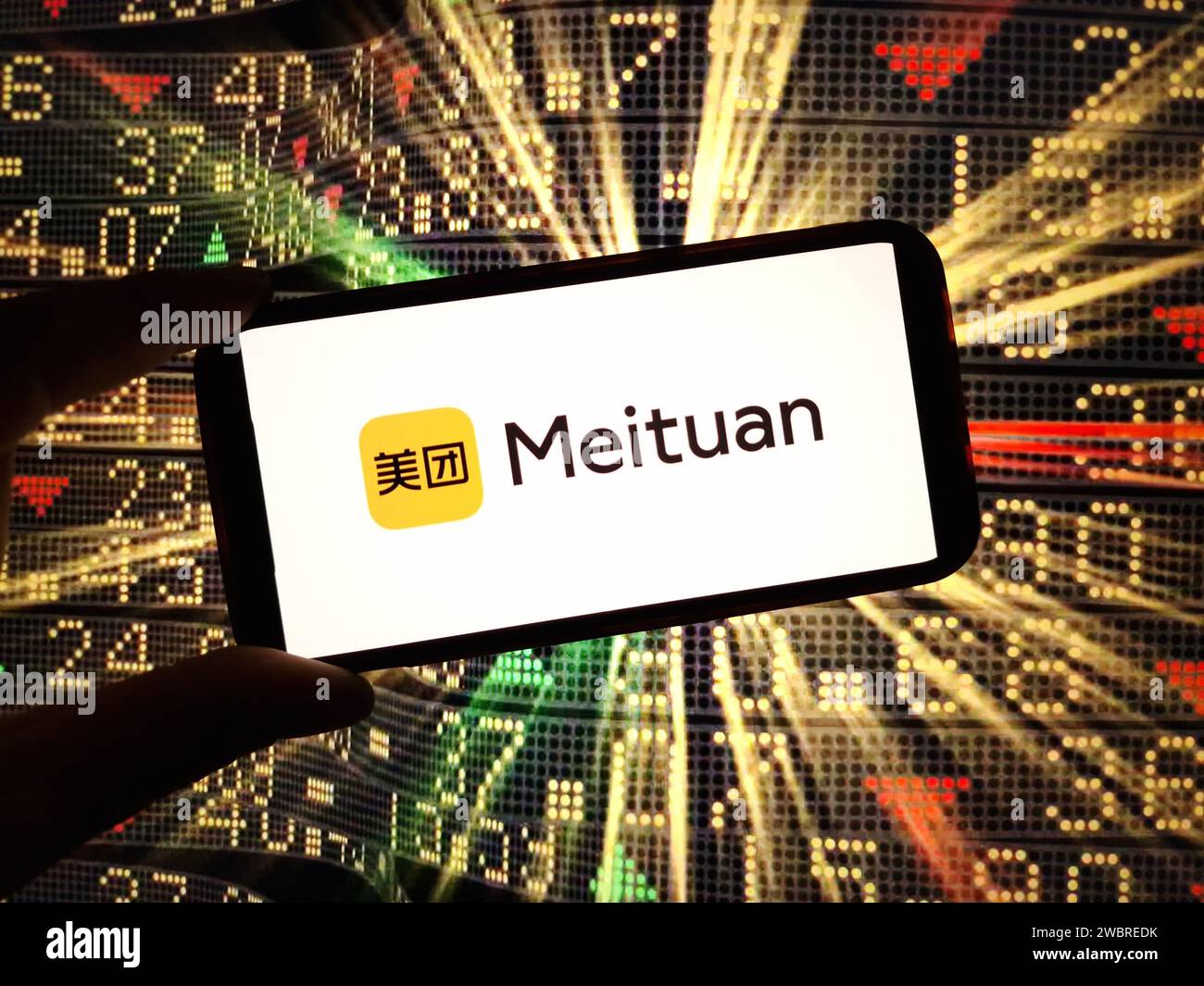 Konskie, Poland - January 04, 2024: Meituan company logo displayed on ...