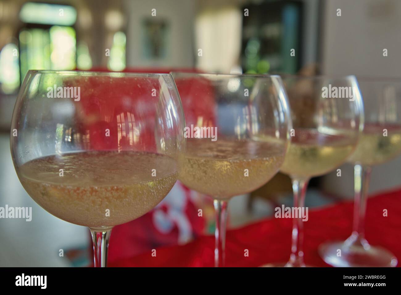 closeup prosecco sparkling wine in glasses during festive season Stock ...