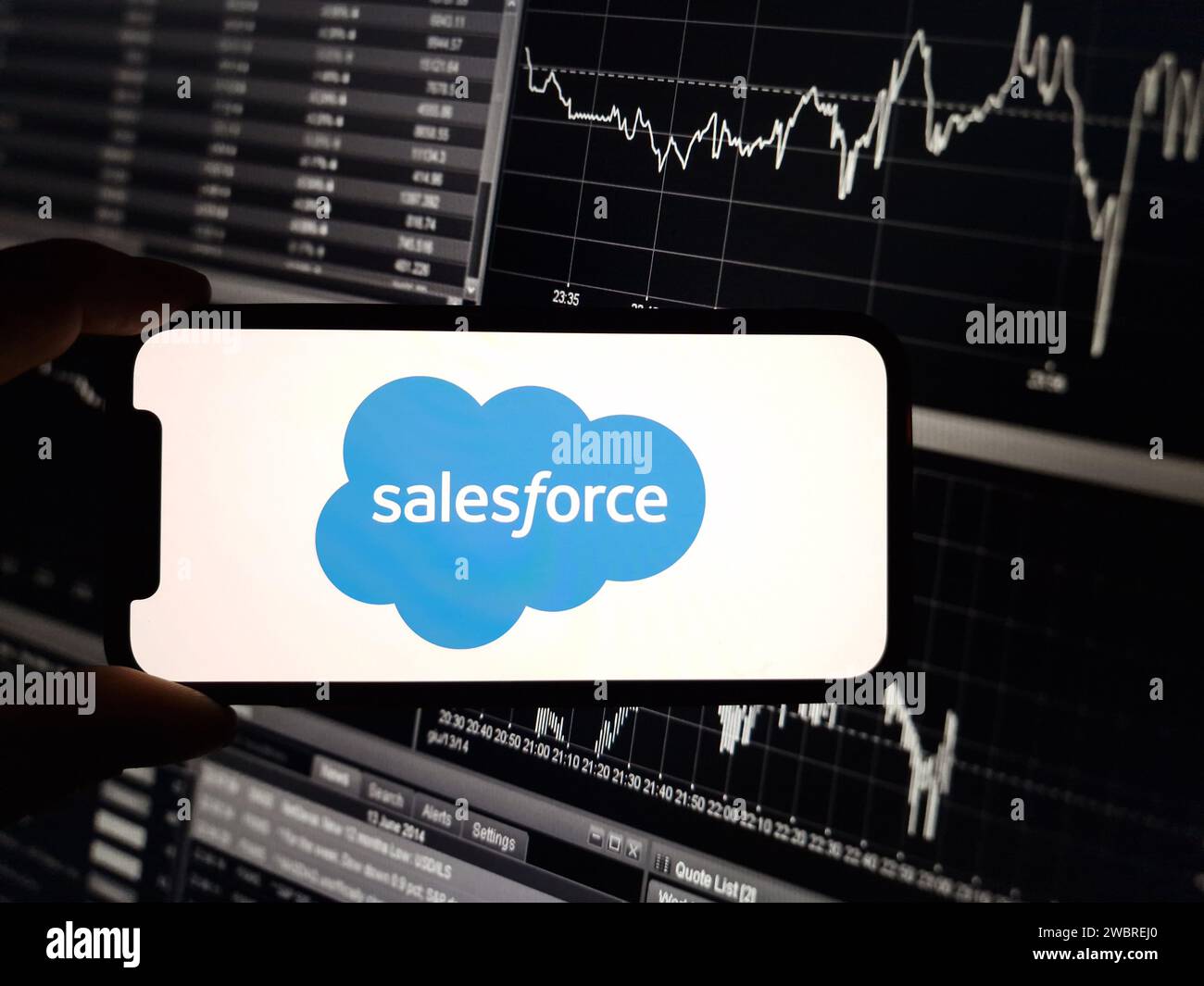 Konskie, Poland - January 04, 2024: Salesforce company logo displayed ...