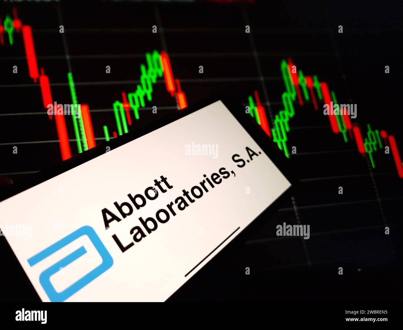 Konskie, Poland - January 04, 2024: Abbott Laboratories company logo displayed on mobile phone ...