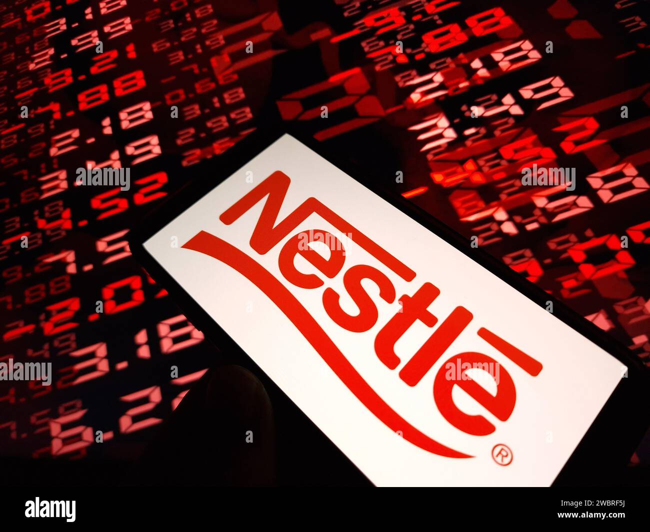 Konskie, Poland - January 03, 2024: Nestle company logo displayed on ...