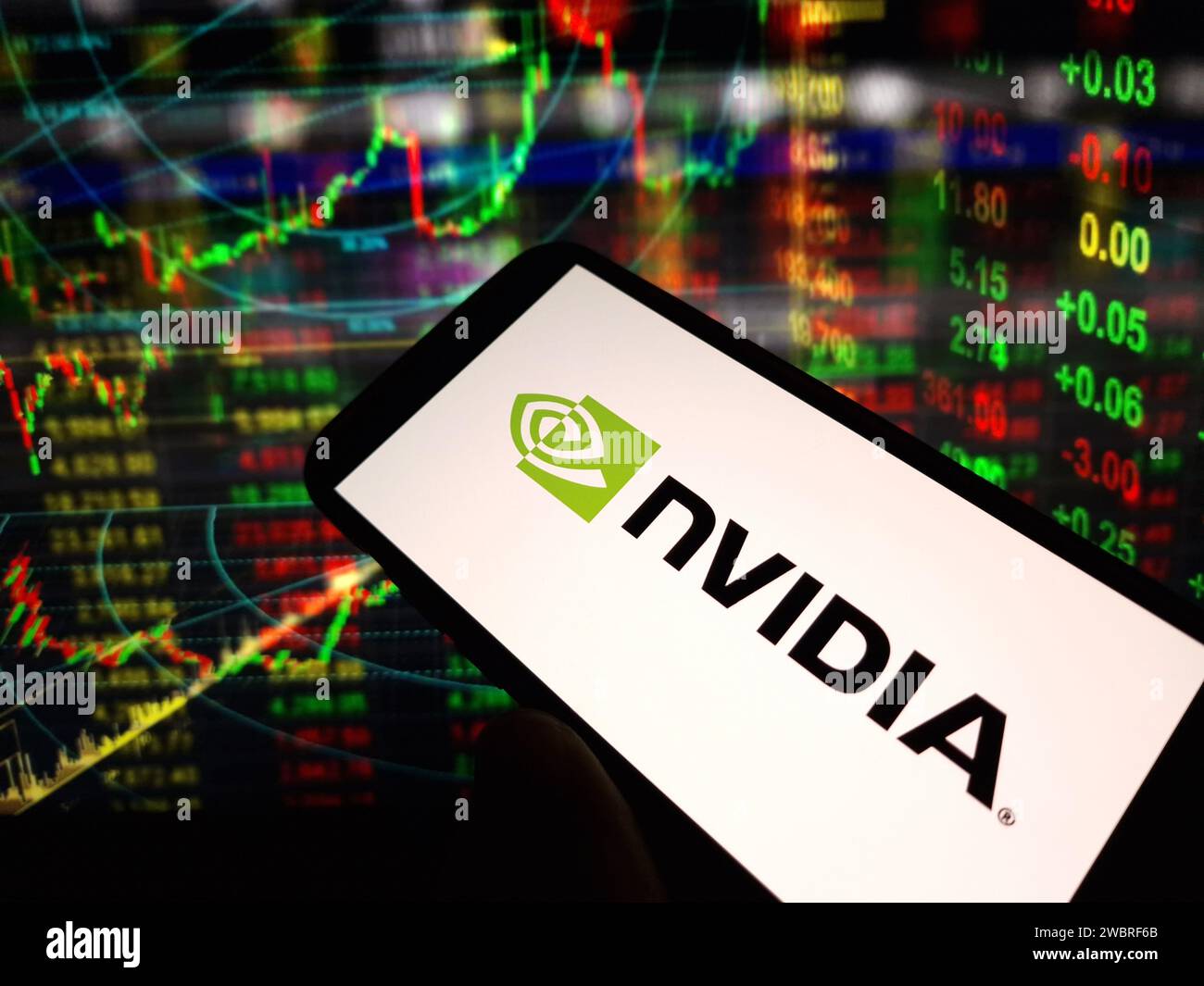 Konskie, Poland - January 03, 2024: Nvidia company logo displayed on ...