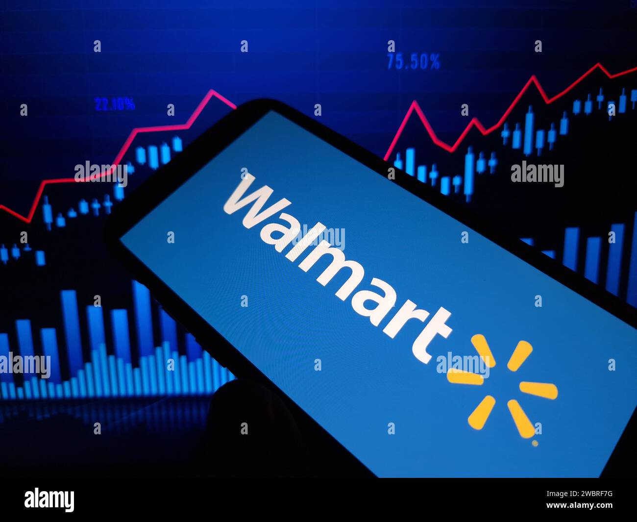 Konskie, Poland - January 03, 2024: Walmart company logo displayed on ...