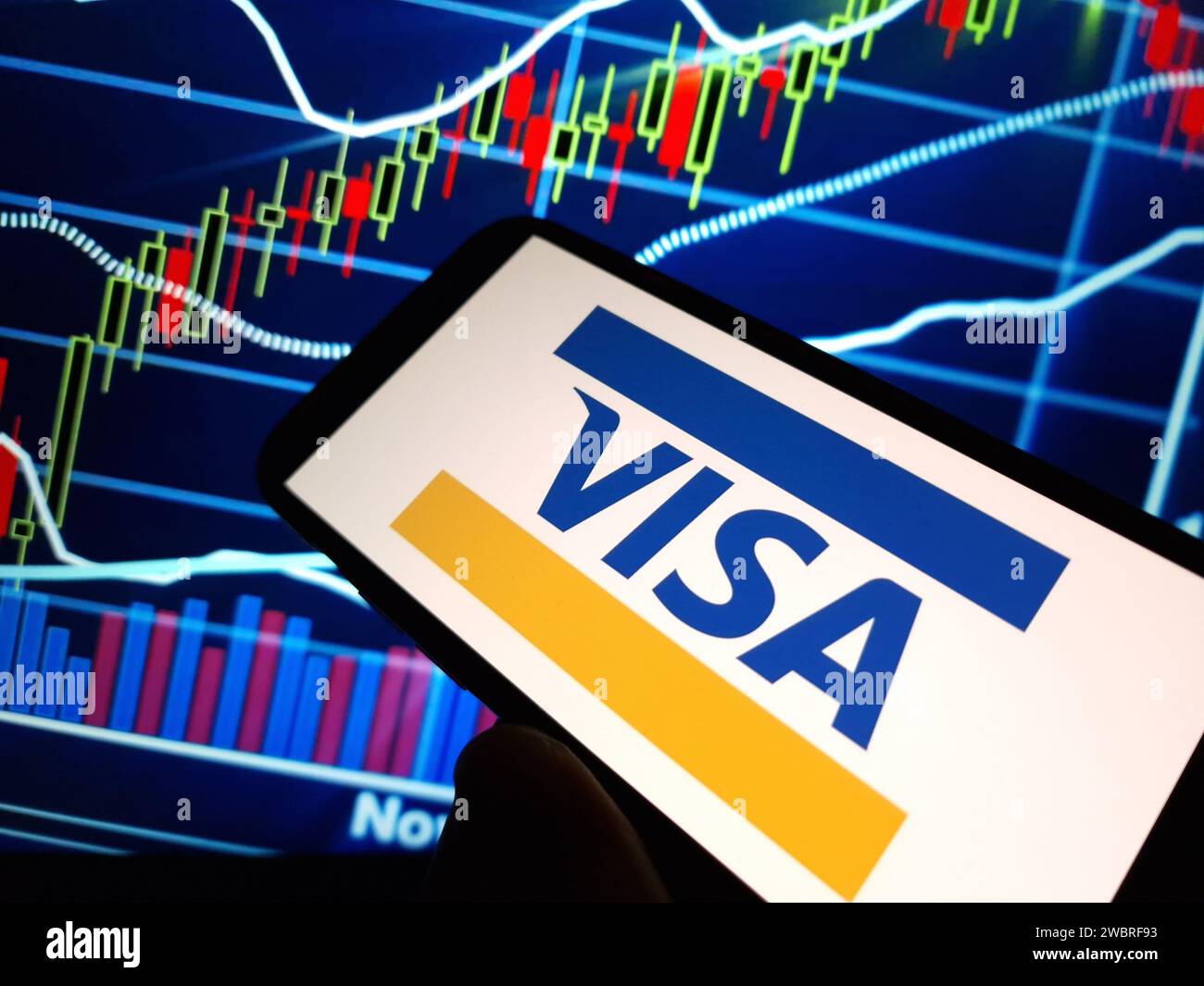 Konskie, Poland - January 03, 2024: Visa company logo displayed on ...