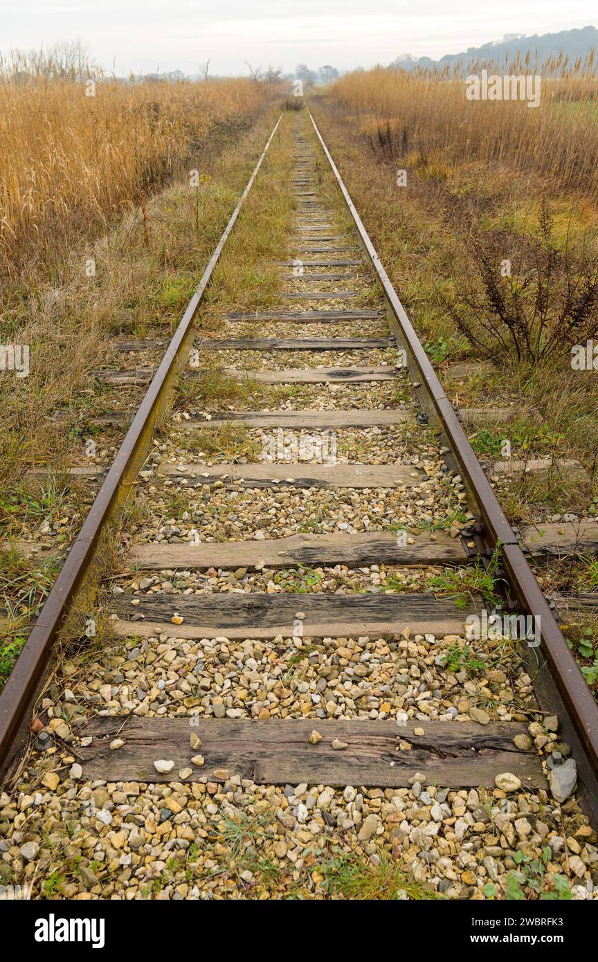 Abandoned railroad track near Arles (Provence, France) in winter Stock ...