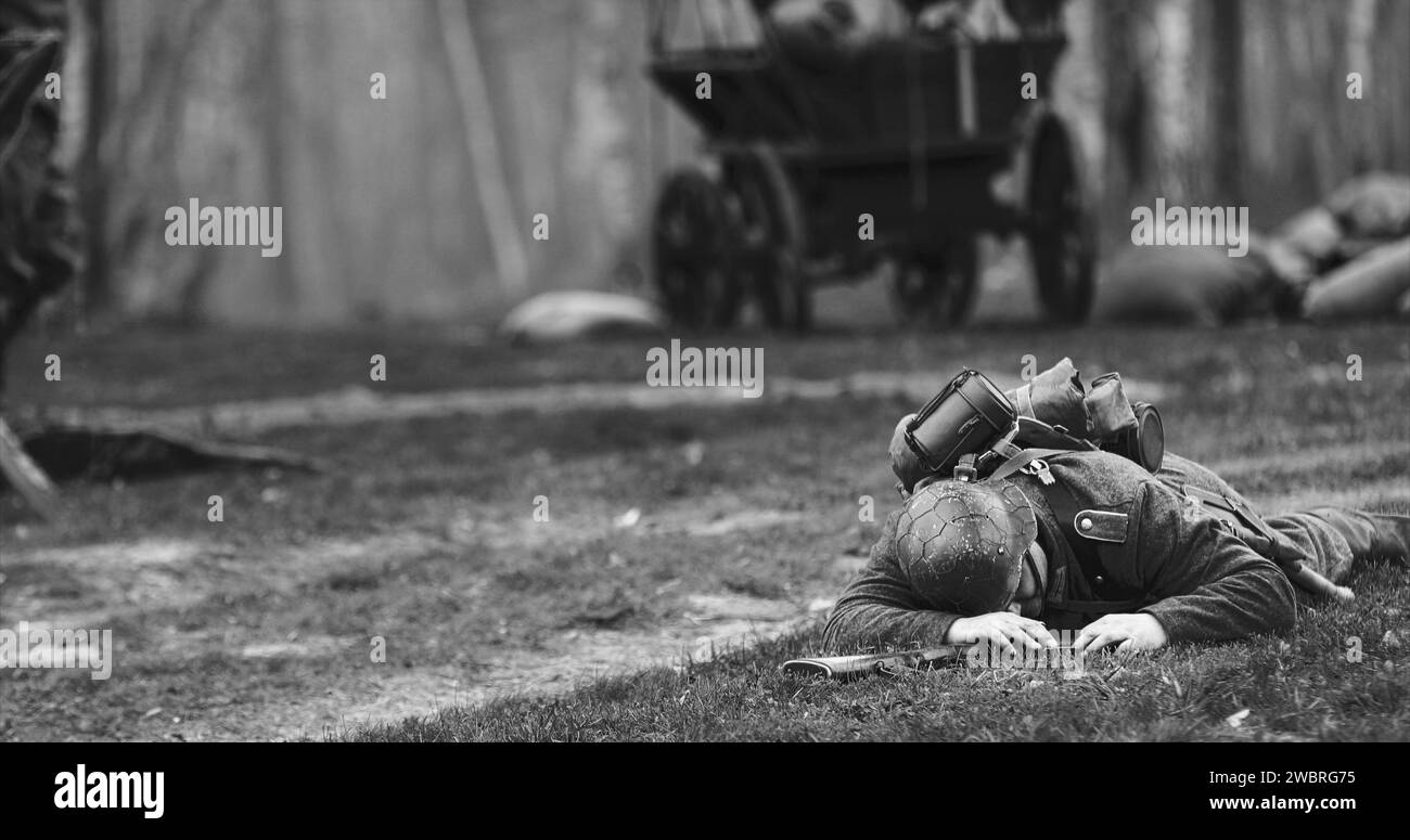 German Infantry Soldier In World War Ii. Re-enactor Dressed As German ...