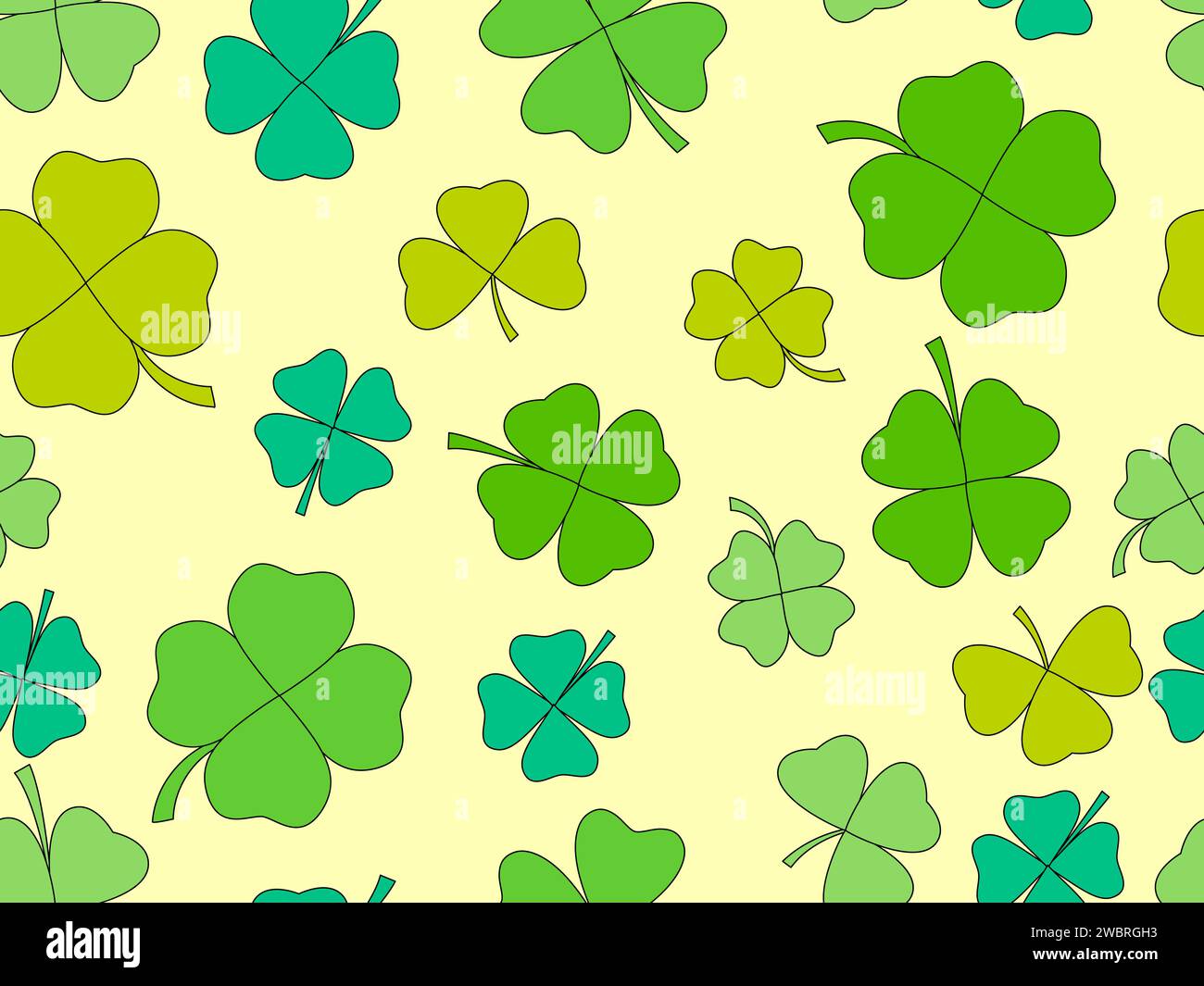 Clover seamless pattern for St. Patrick's Day. Green four-leaf and ...