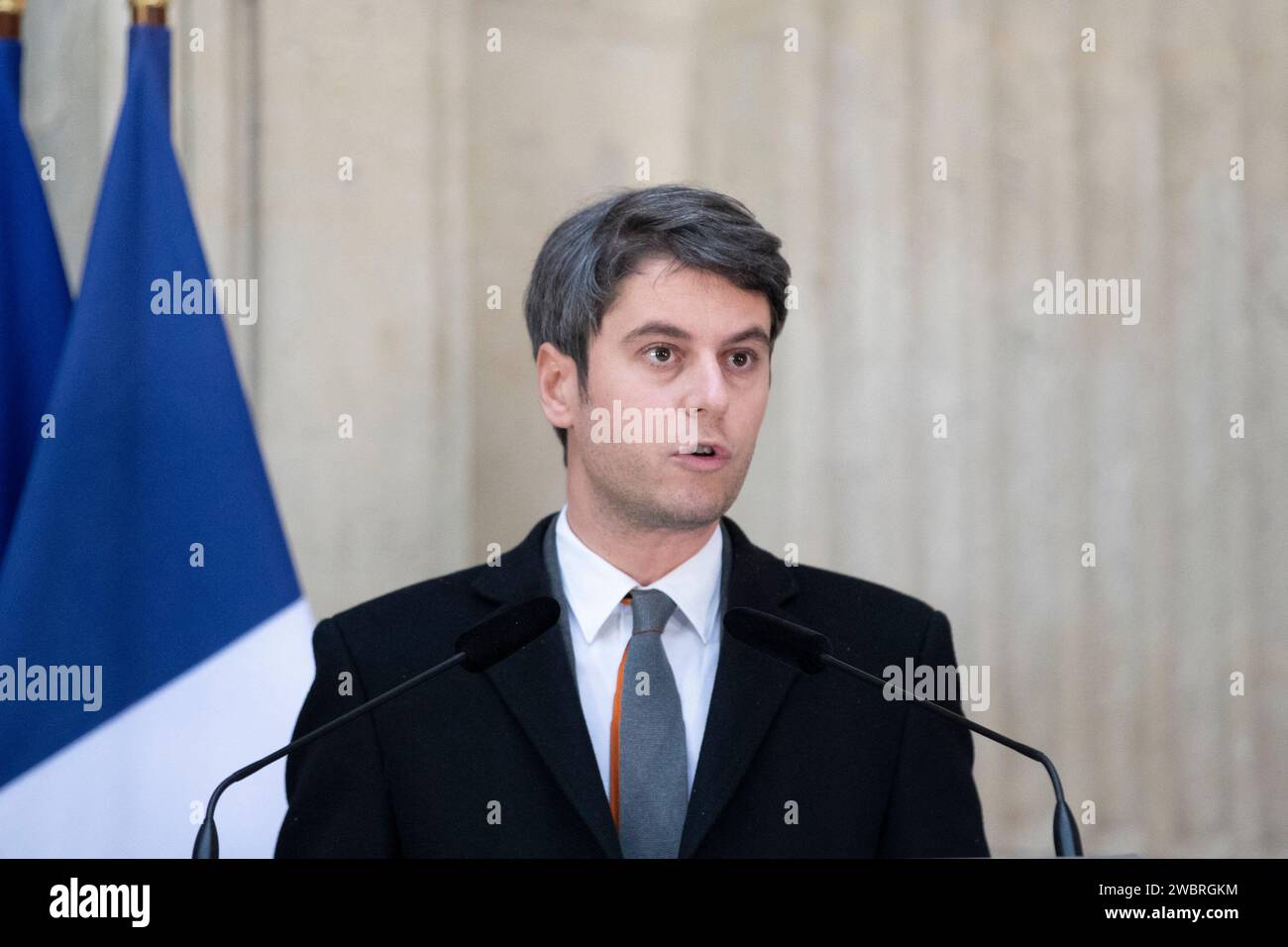 Paris, France. 12th Jan, 2024. The new Prime Minister Gabriel Attal ...