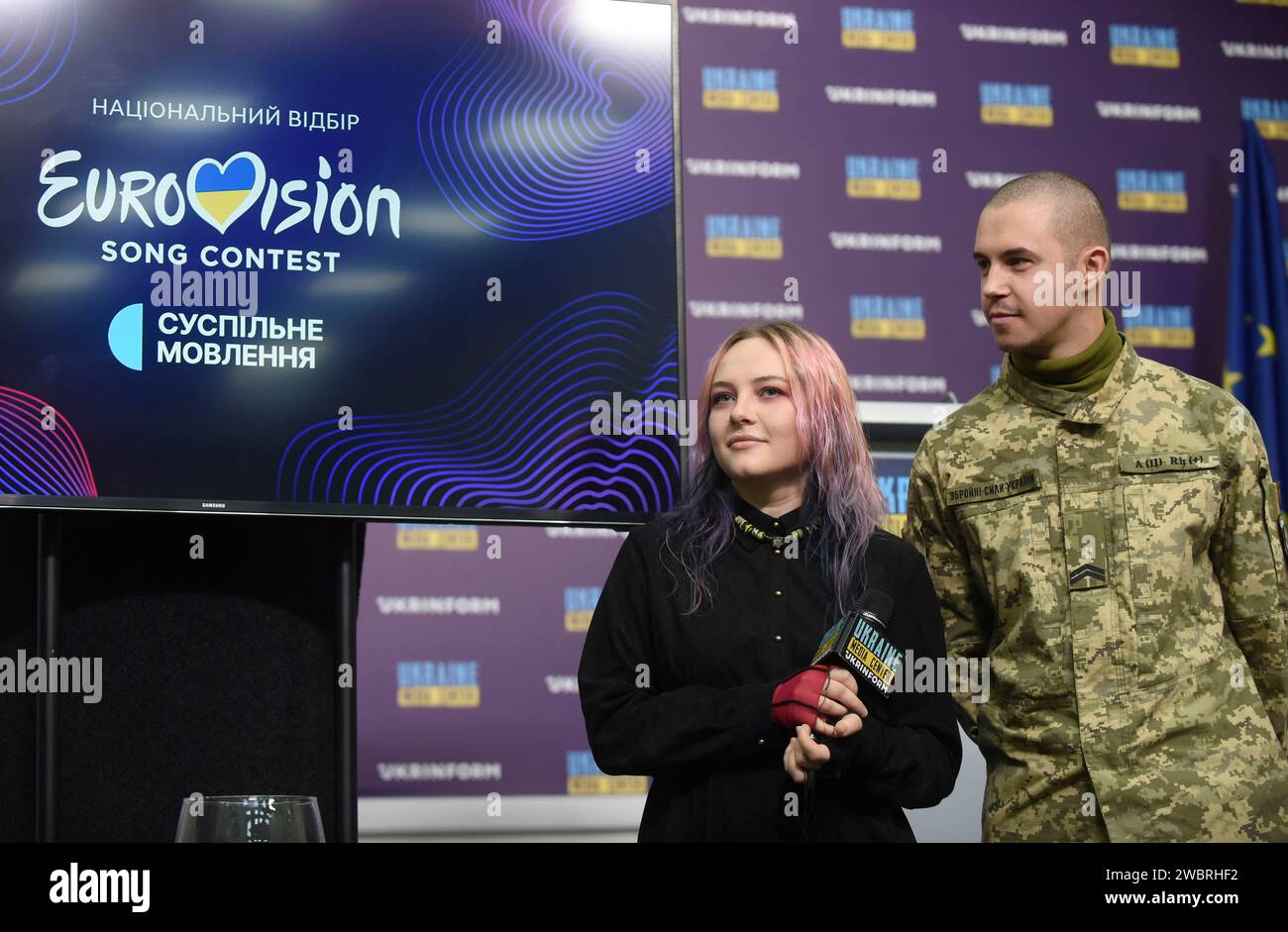 Non Exclusive: KYIV, UKRAINE - JANUARY 11, 2024 - Members of the Nahaba band attend the draw of ...