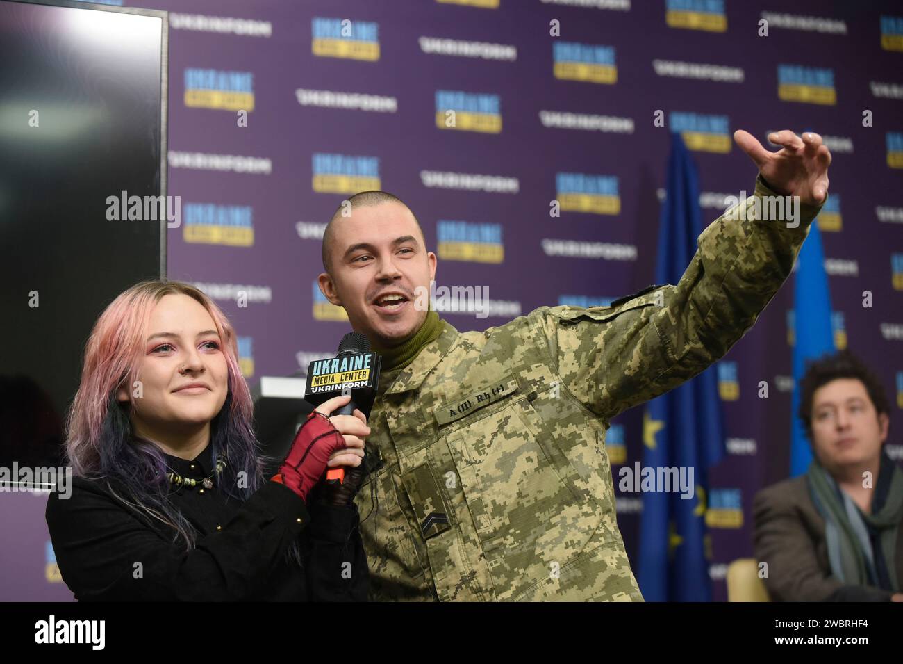 Non Exclusive: KYIV, UKRAINE - JANUARY 11, 2024 - Members of the Nahaba band attend the draw of ...