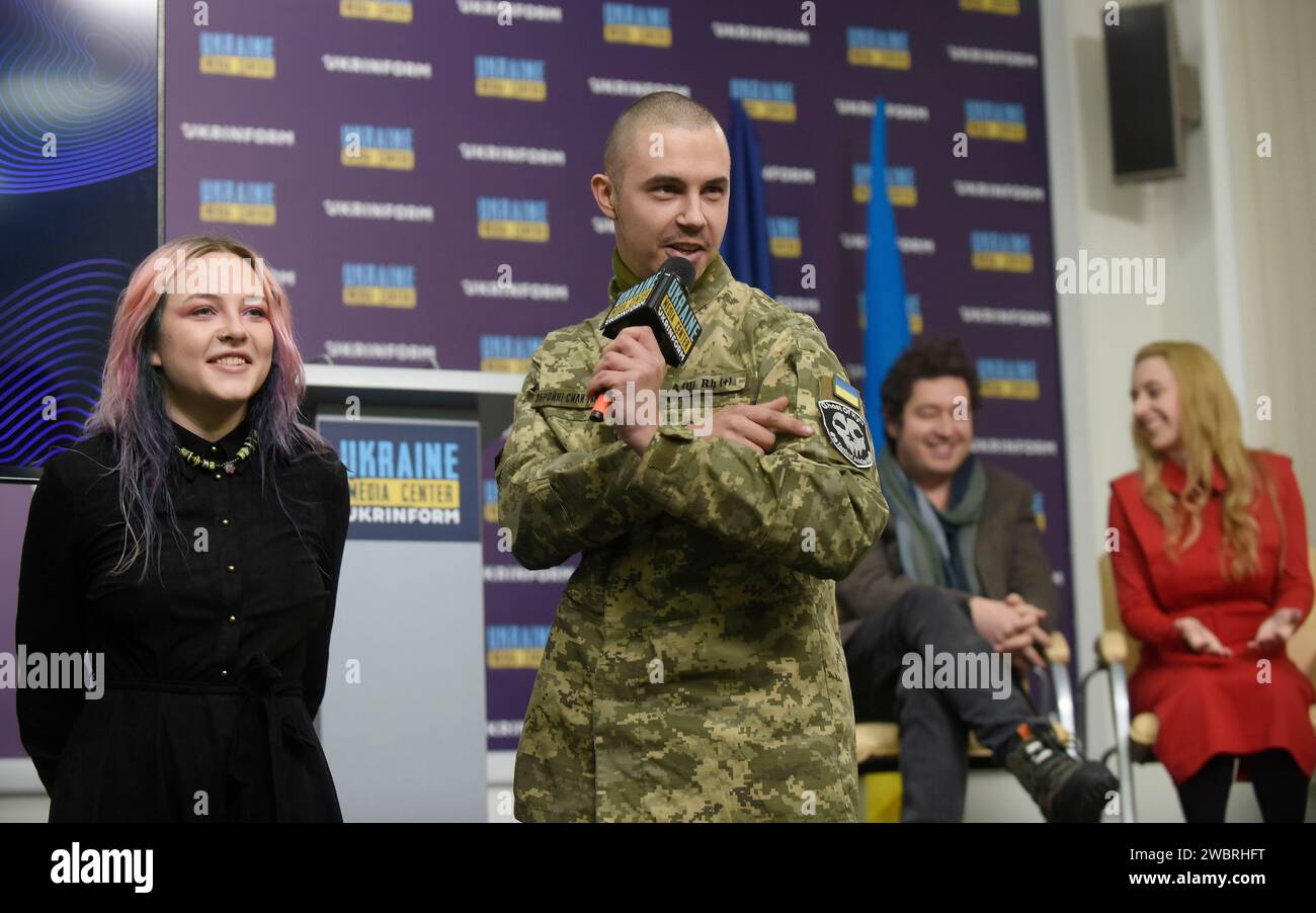 Non Exclusive: KYIV, UKRAINE - JANUARY 11, 2024 - Members of the Nahaba band attend the draw of ...