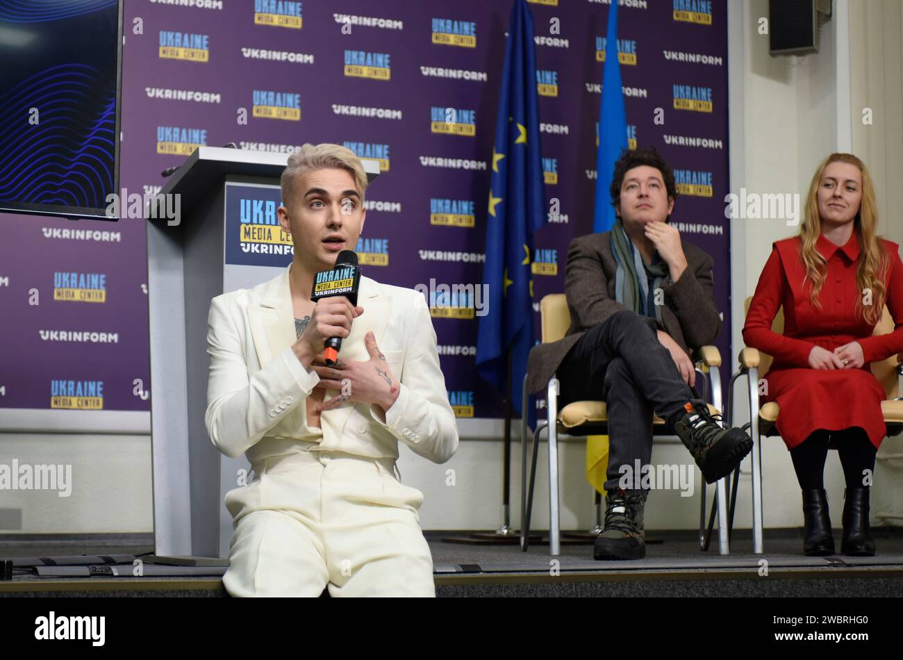 Non Exclusive: KYIV, UKRAINE - JANUARY 11, 2024 - Singer Melovin who will be the seventh to ...