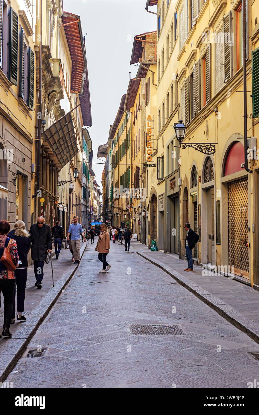 Florence, Italy - April 08, 2018: Via del Corso is historic shopping ...