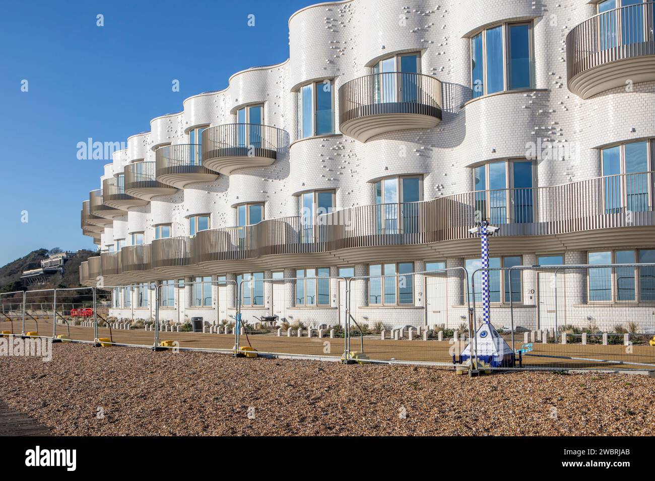 Security cameras at Folkestone's seafront Shoreline development Stock ...